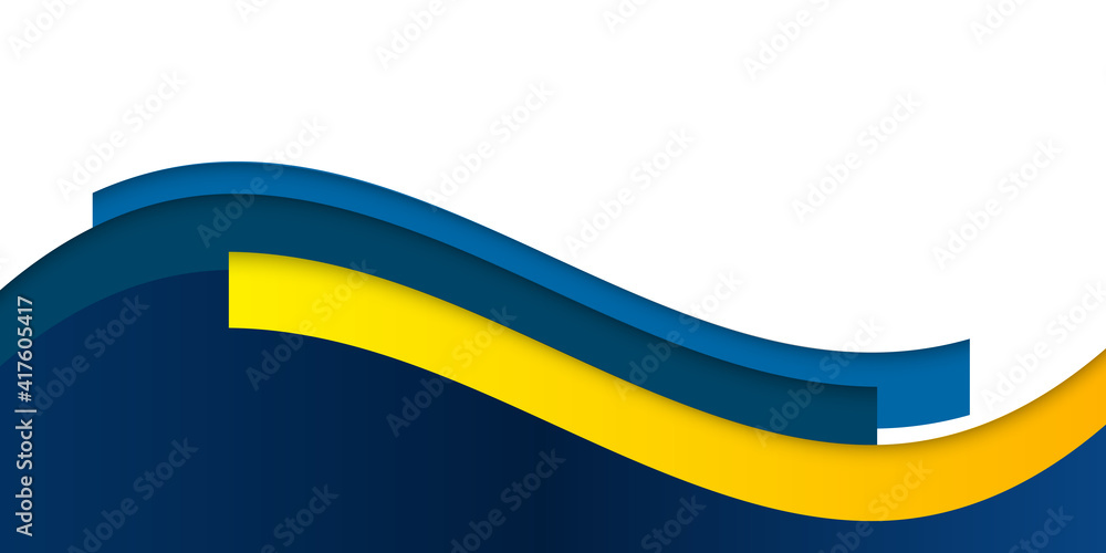 abstract bright blue and yellow wave business banner. Yellow and blue ...