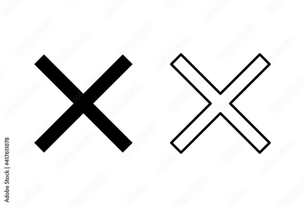 Close icon set. Delete icon vector. cross sign Stock Vector | Adobe Stock