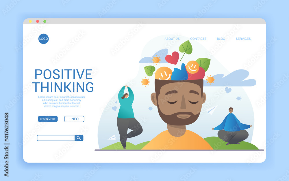 Positive Thinking and well being concept with smiley faces and hearts ...