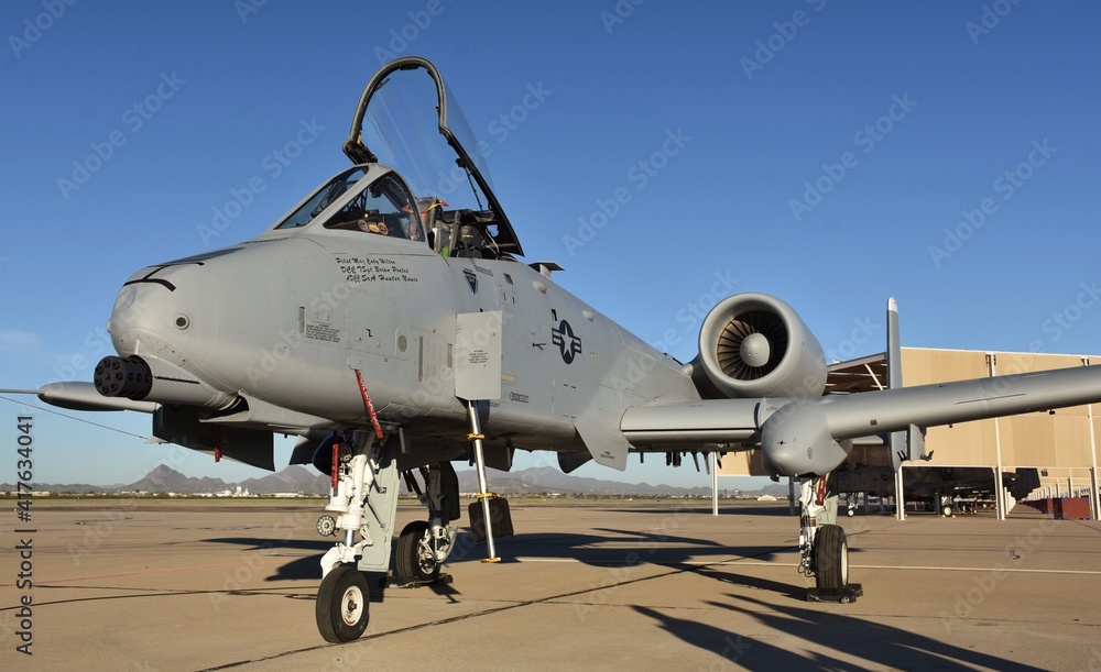 An Air Force A 10 Warthog Thunderbolt Ii Parked On A Runway Stock