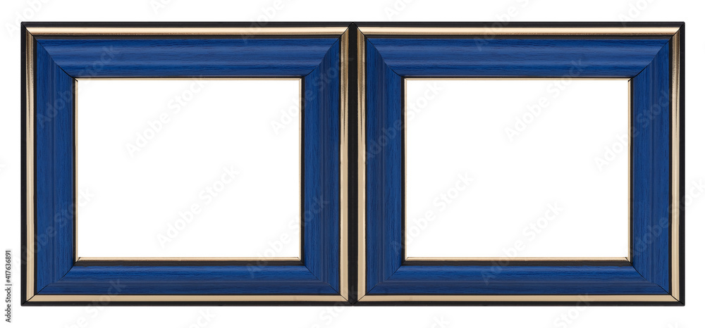 Double wooden frame (diptych) for paintings, mirrors or photos isolated ...