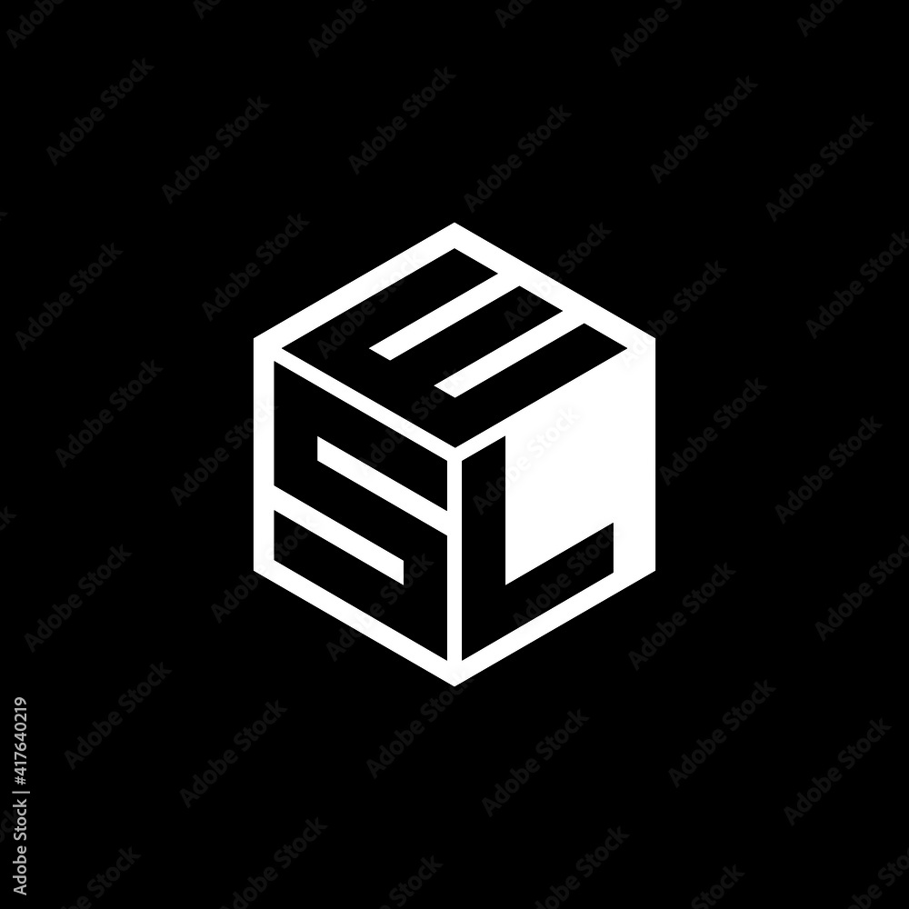 SLE letter logo design with black background in illustrator, cube logo ...