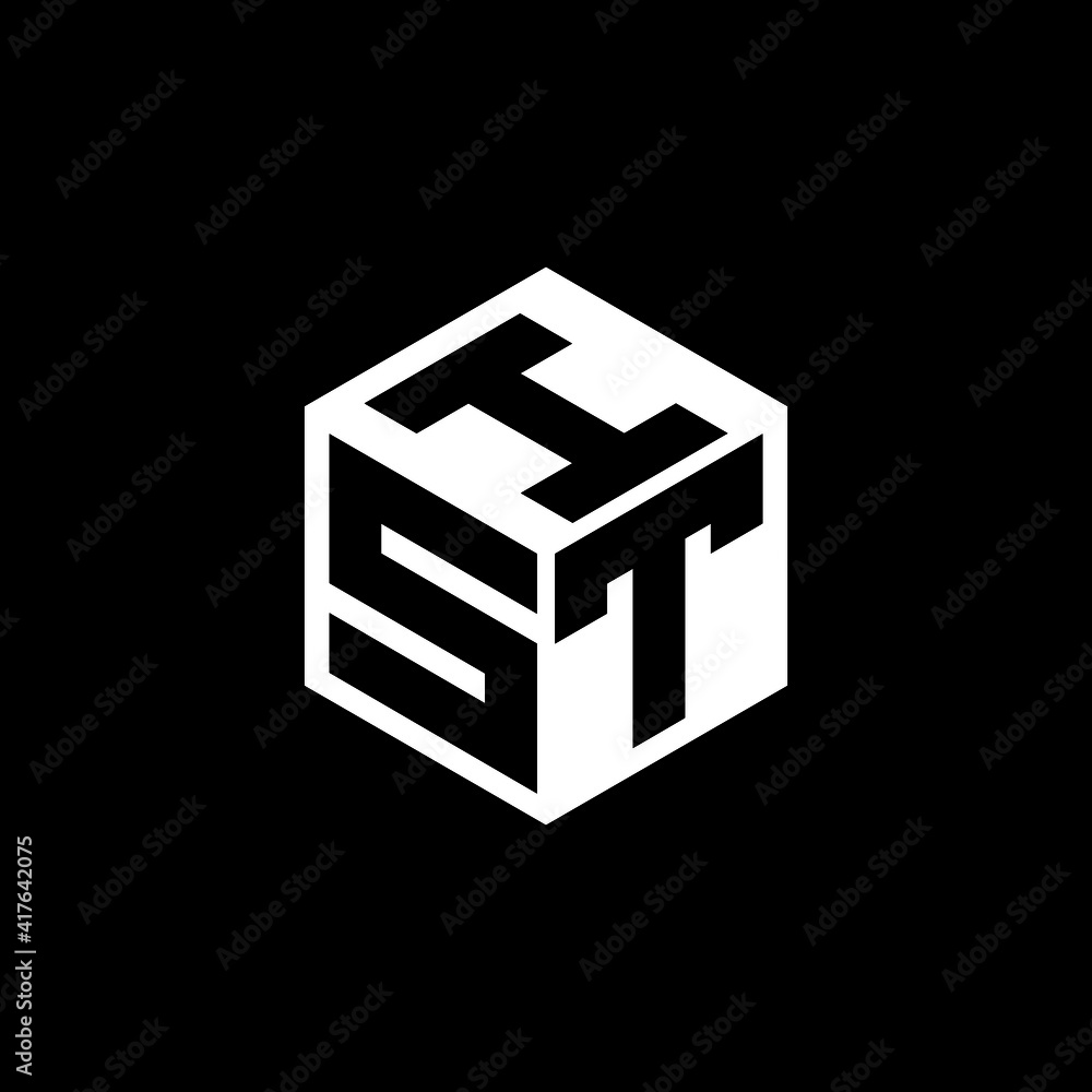 STI letter logo design with black background in illustrator, cube logo ...