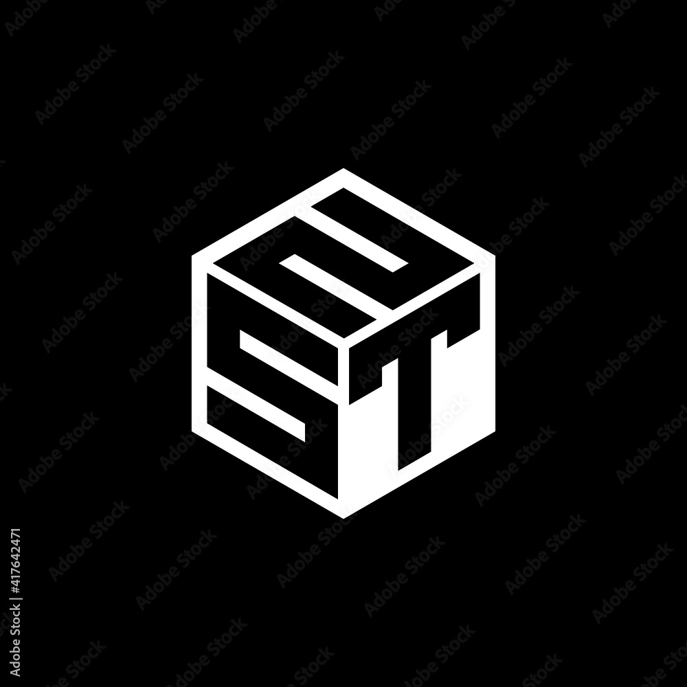 STN letter logo design with black background in illustrator, cube logo ...