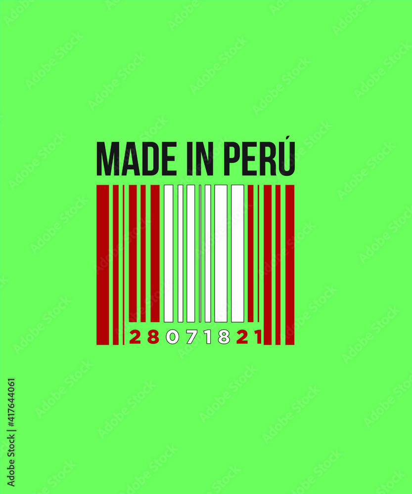Peru barcode manufactured graphic design custom typography vector for t ...