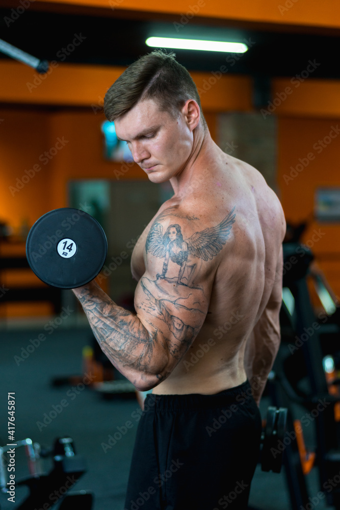 athlete pumps muscles, the concept of healthy eating and lifestyle ...