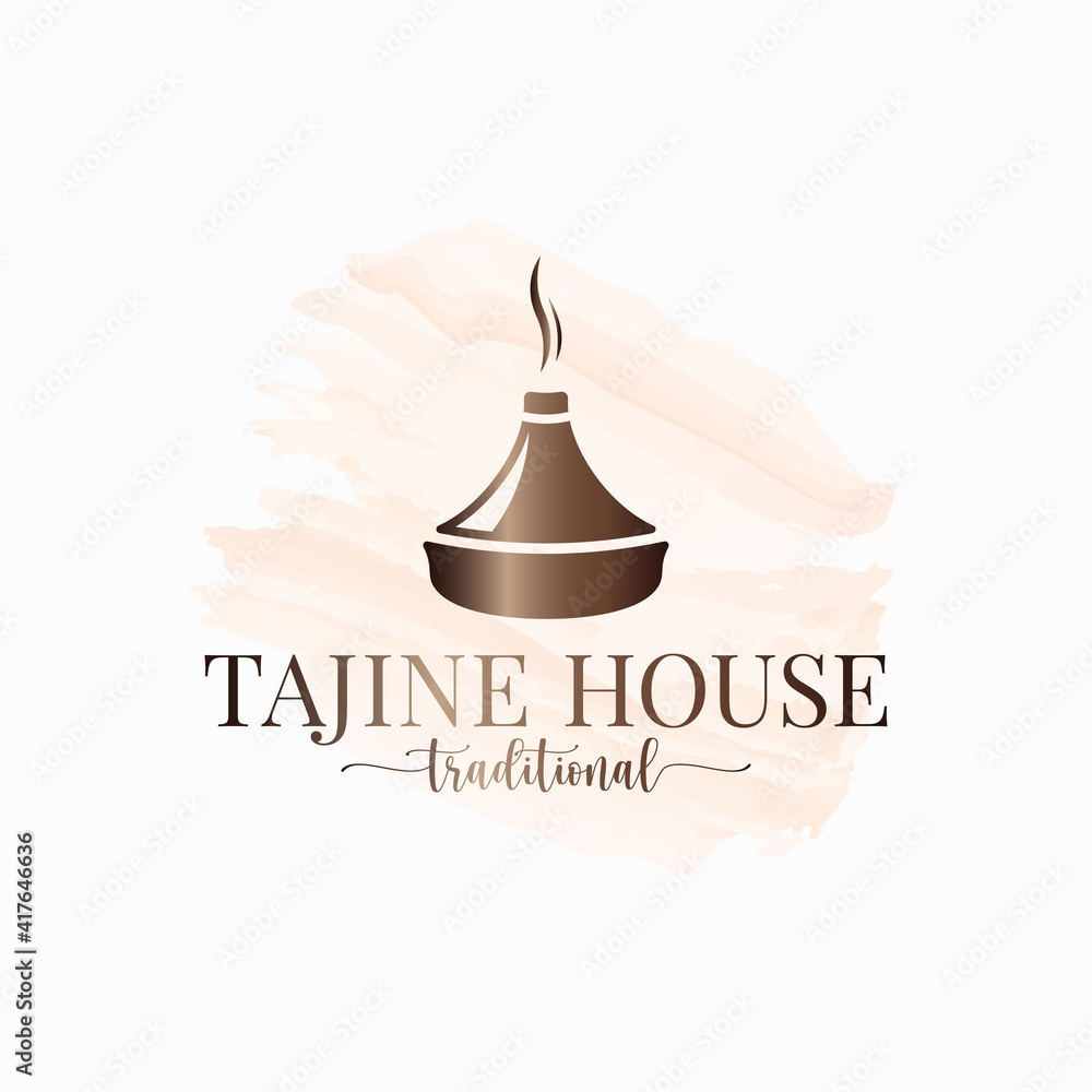 Tajine or tagine watercolor logo on white Stock Vector | Adobe Stock