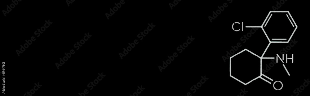 Ketamine. Dissociative ketamine. Chemical formula, molecular structure ...