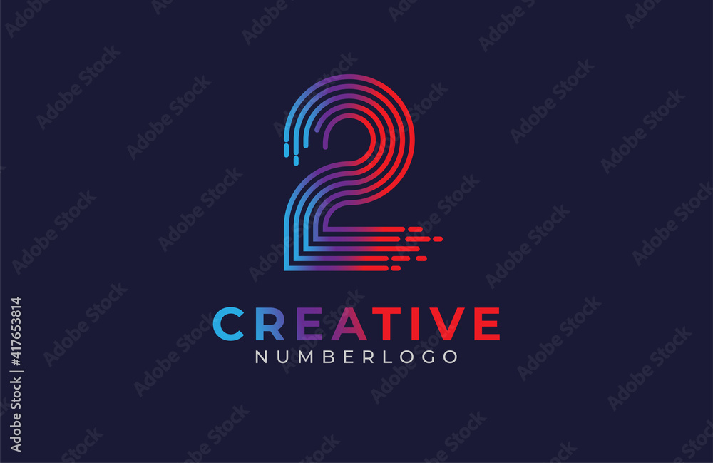 Abstract Number 2 Logo, number 2 monogram line style, usable for ...
