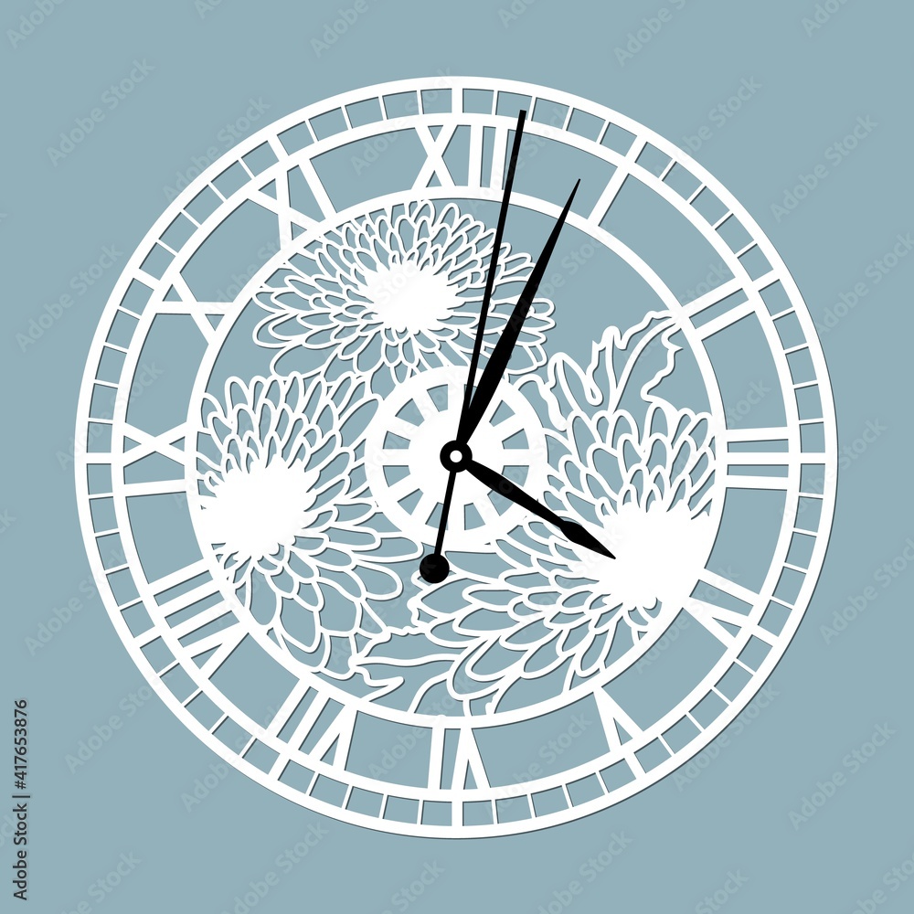 Vetor de Simple clock face with roman numerals. Vector template for ...