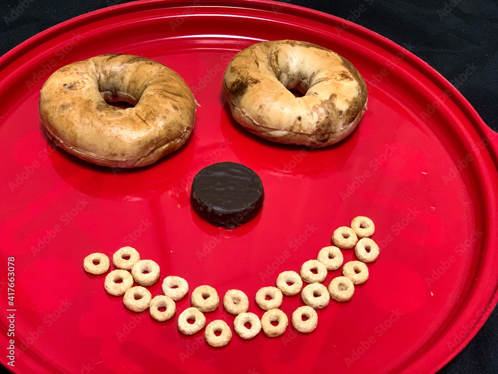 Smiley face made of food Stock Photo | Adobe Stock