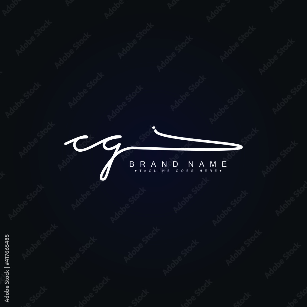 CG Initial Letter Logo - Hand drawn Signature Logo Stock Vector | Adobe ...