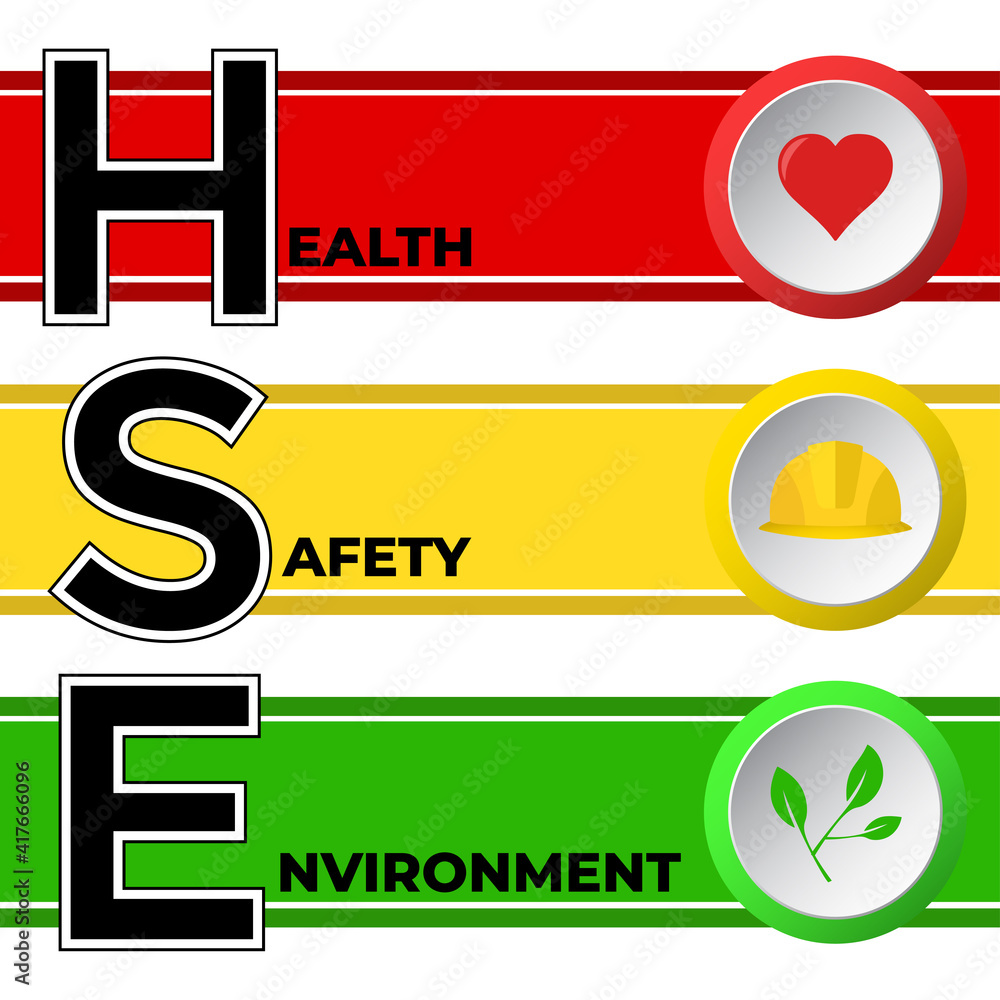 Health Safety Environment (HSE) acronym concept. Vector illustration ...