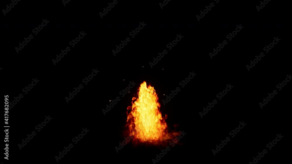 The ignition of a real fire with the harmony of the flames isolated by ...