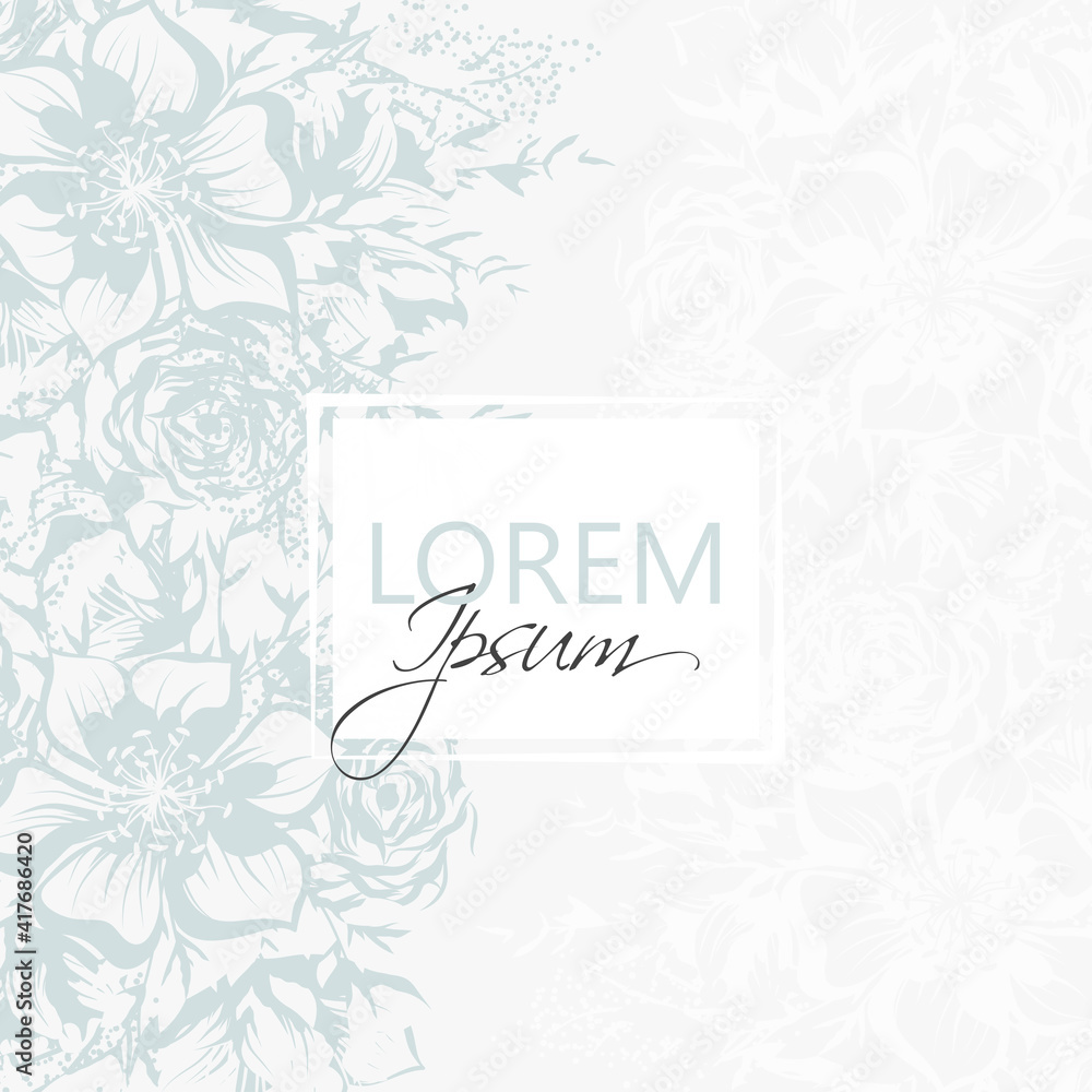 Floral border background - light blue flowers Stock Vector | Adobe Stock