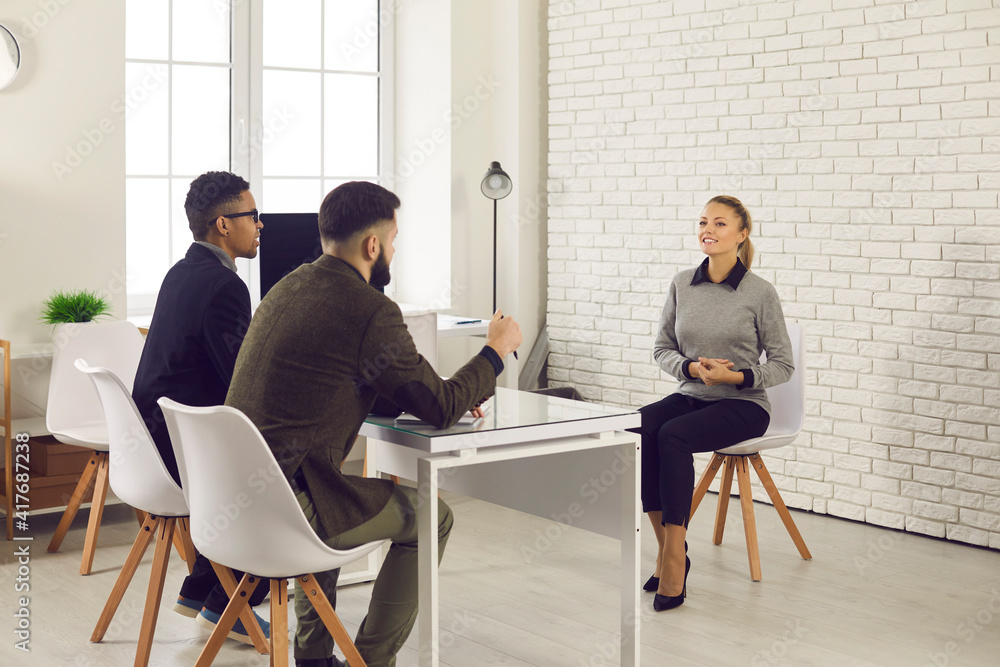 Interview, head hunting, recruitment concept. African american and ...