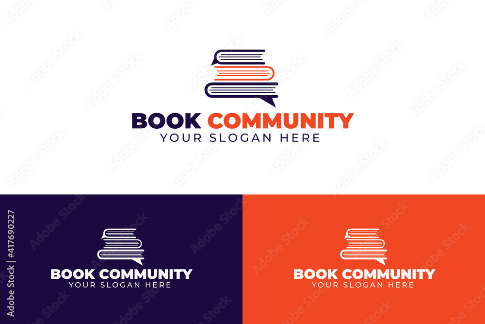 Vetor de Book Community Logo, book logo, community logo, chat logo ...