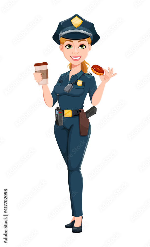 Police woman in uniform. Female police officer Stock Vector | Adobe Stock