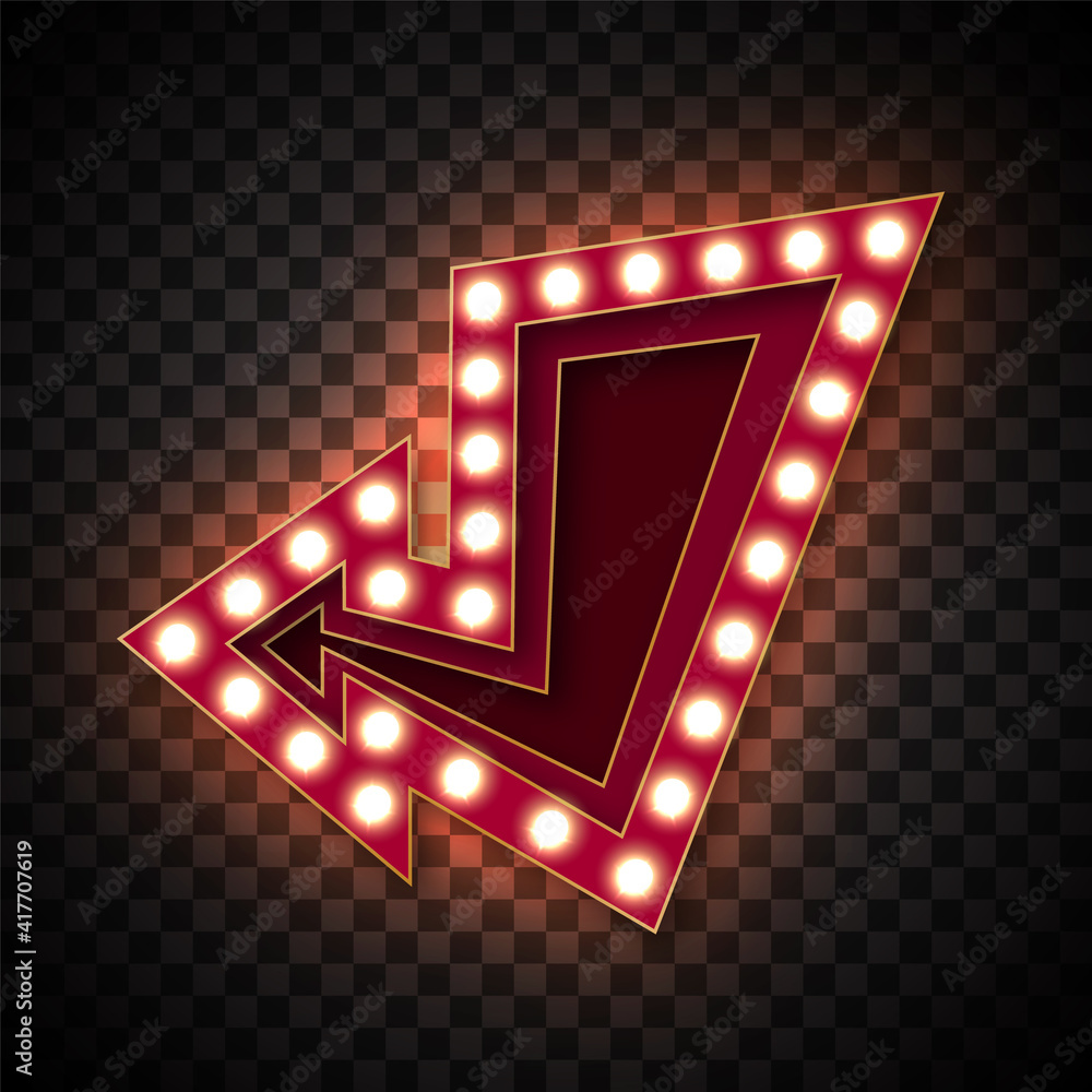 Advertising signs for attracting the customers. Vertical, curved arrow ...