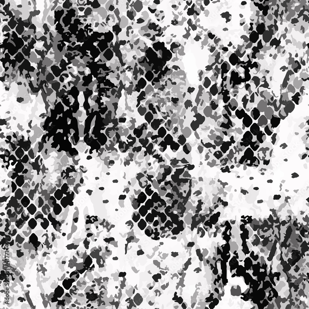 Full Seamless Snake Animal Skin Pattern Vector. Black and white snake ...