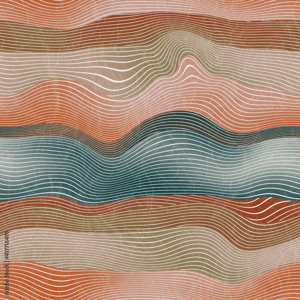 Seamless natural landscape hill pattern for print. Horizontal line ...