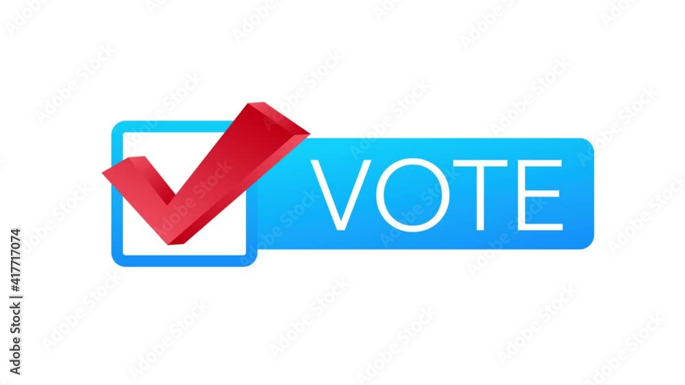 Vote symbols. Check mark icon. Vote label on white background. Motion ...
