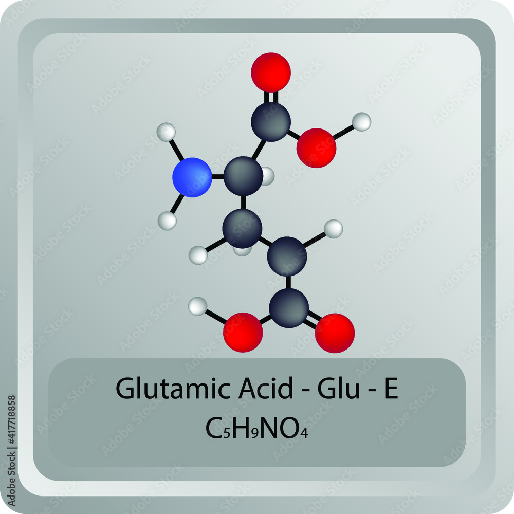 Glutamic acid - Glu - E - Amino Acid chemical structure. Molecular ...
