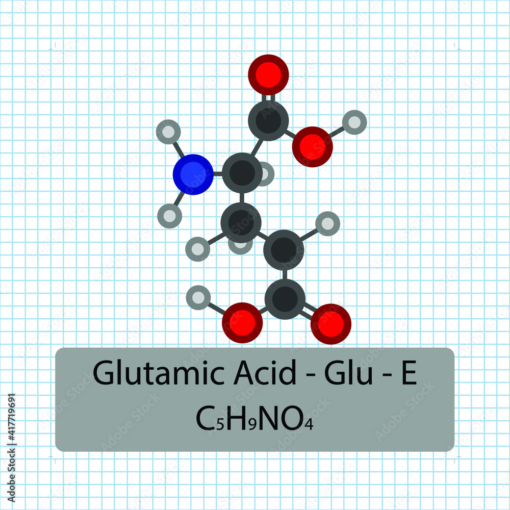 Glutamic acid - Glu - E - Amino Acid molecular formula and chemical ...