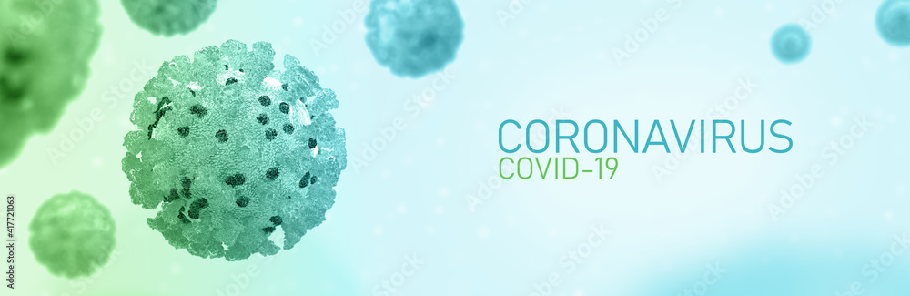Coronavirus, Covid-19, 3D illustration. Blue cell white background ...