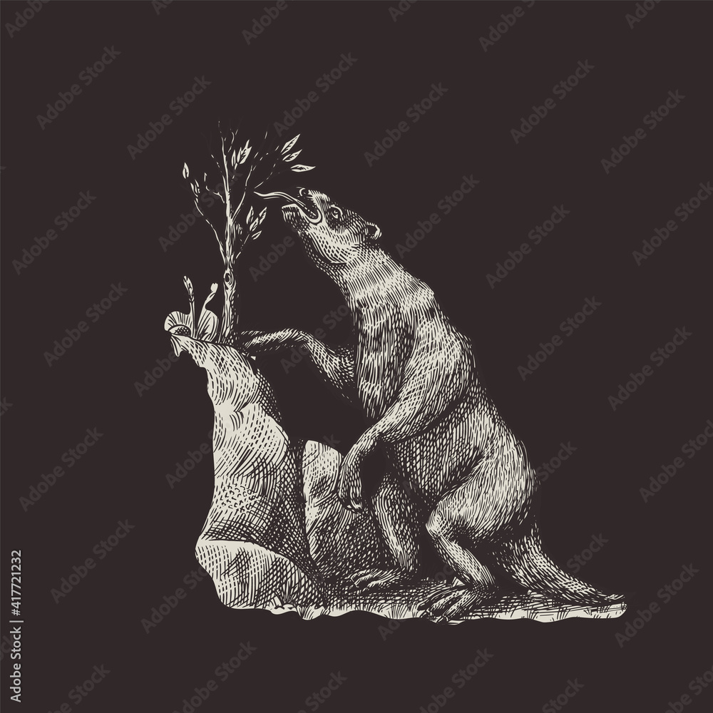 Ground sloth or Megatheriidae. Prehistoric mammals. Extinct animal ...