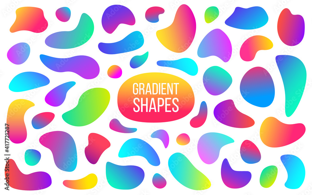 Gradient shapes collection. Organic fluid elements. Modern liquid ...