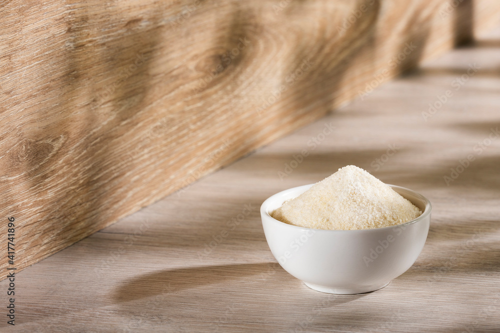 Organic gelatin powder also called hydrolyzed collagen Stock Photo ...