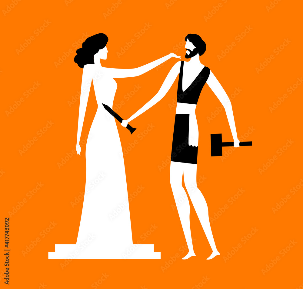 pygmalion and galatea greek mythology tale Stock Vector | Adobe Stock