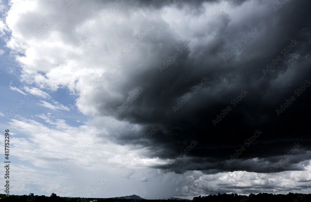 Rain clouds background Formed from small to large rain clouds. Before ...