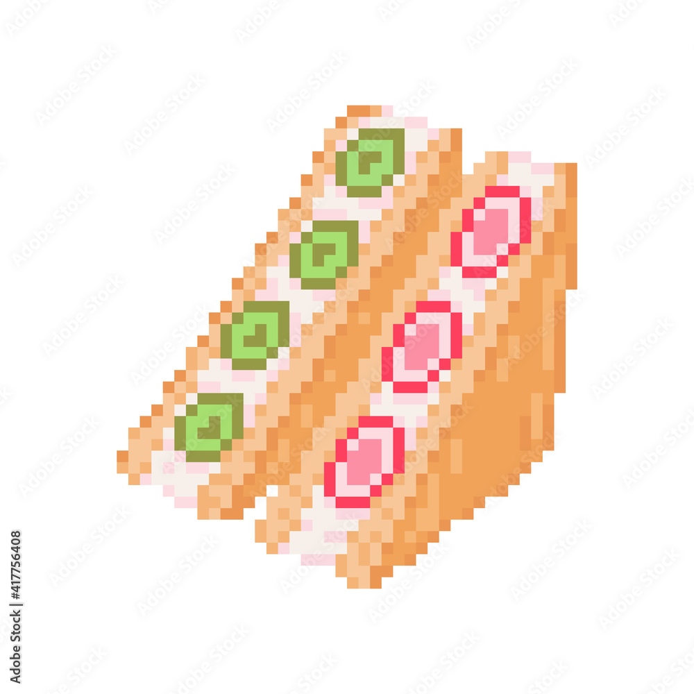 Pixel art sweet sandwich icon. 8bit pixelated asian cute sandwiches ...
