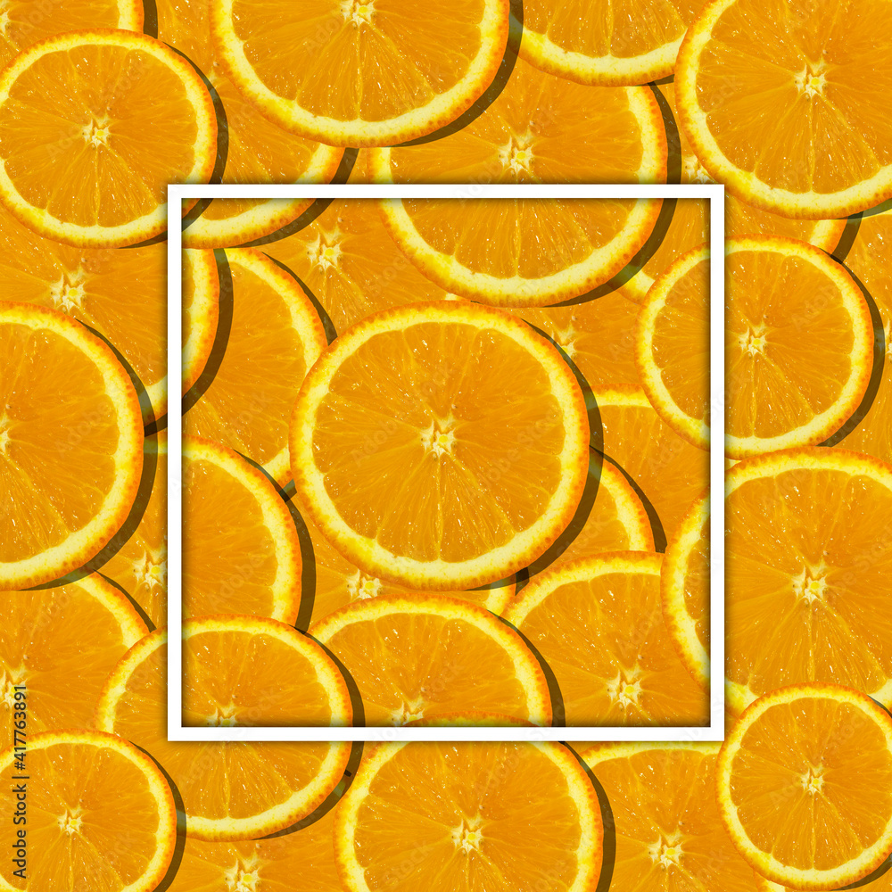 orange background with white square. white frame on orange background ...