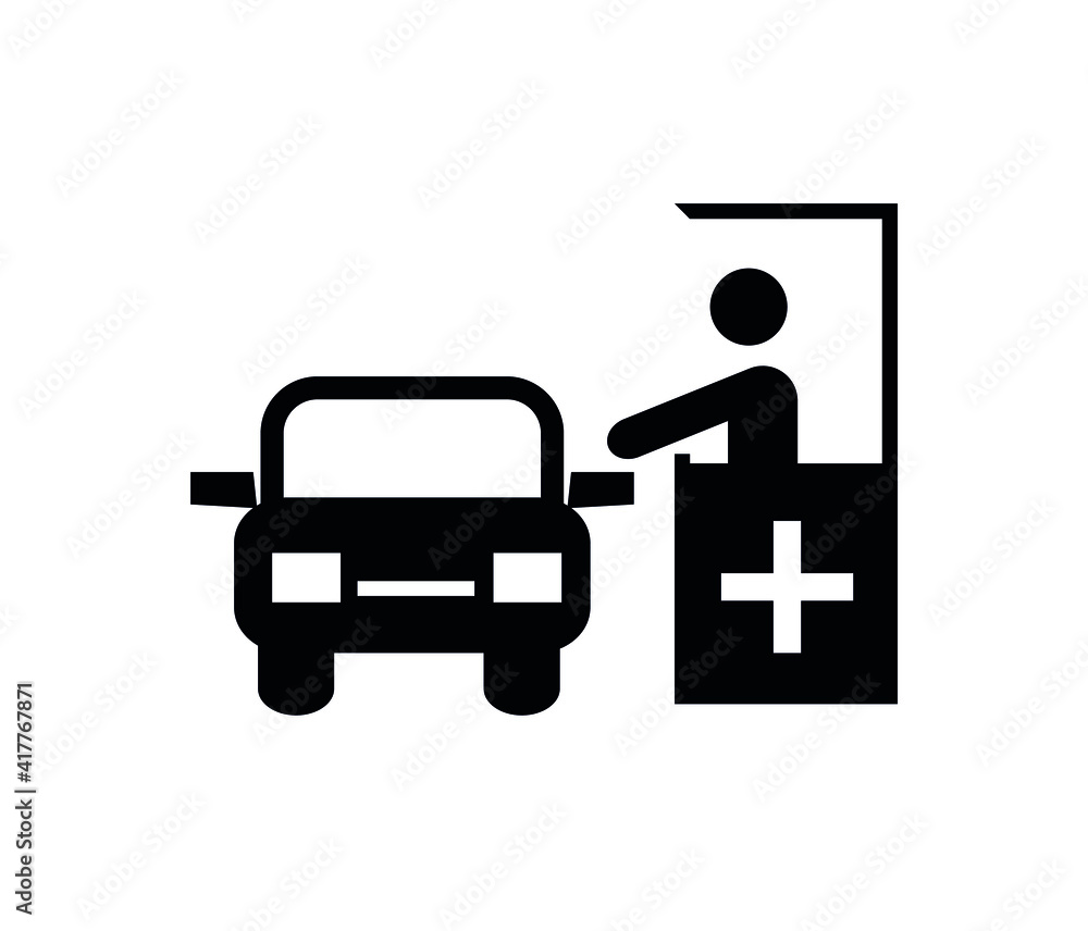 Ticket booth with cross icon. Editable stroke. Linear style sign for ...