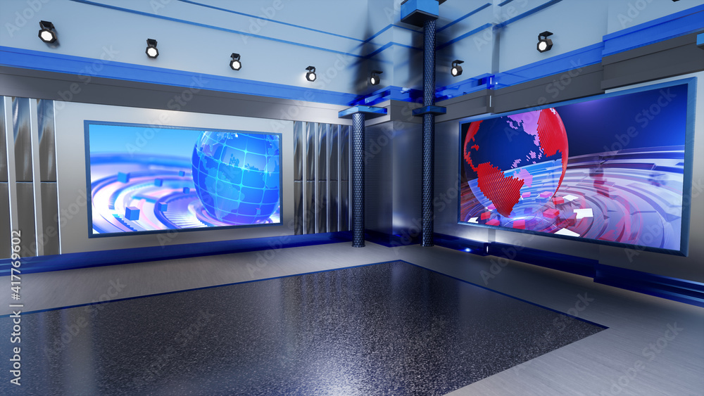 News Studio, Backdrop For TV Shows .TV On Wall.3D Virtual News Studio ...