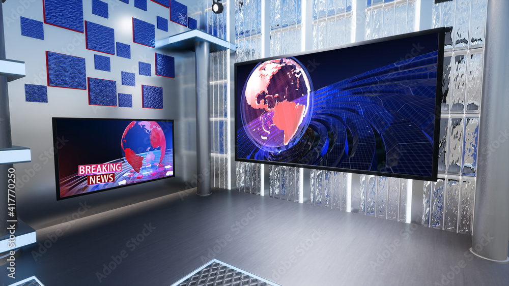 News Studio, Backdrop For TV Shows .TV On Wall.3D Virtual News Studio ...