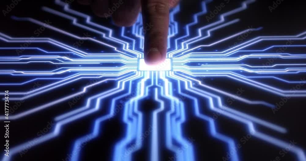 Digital AI Computer Activates Secure System With Fingerprint Scan ...