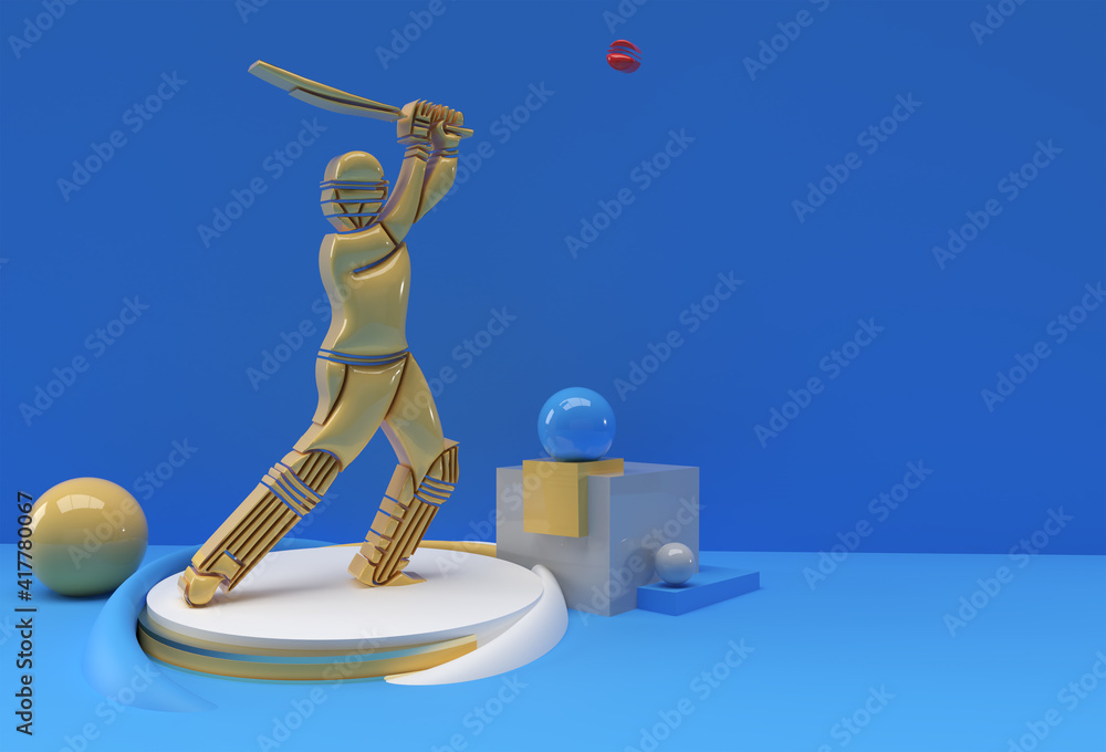 3D Render Concept of Batsman Playing Cricket - Scene for Display ...