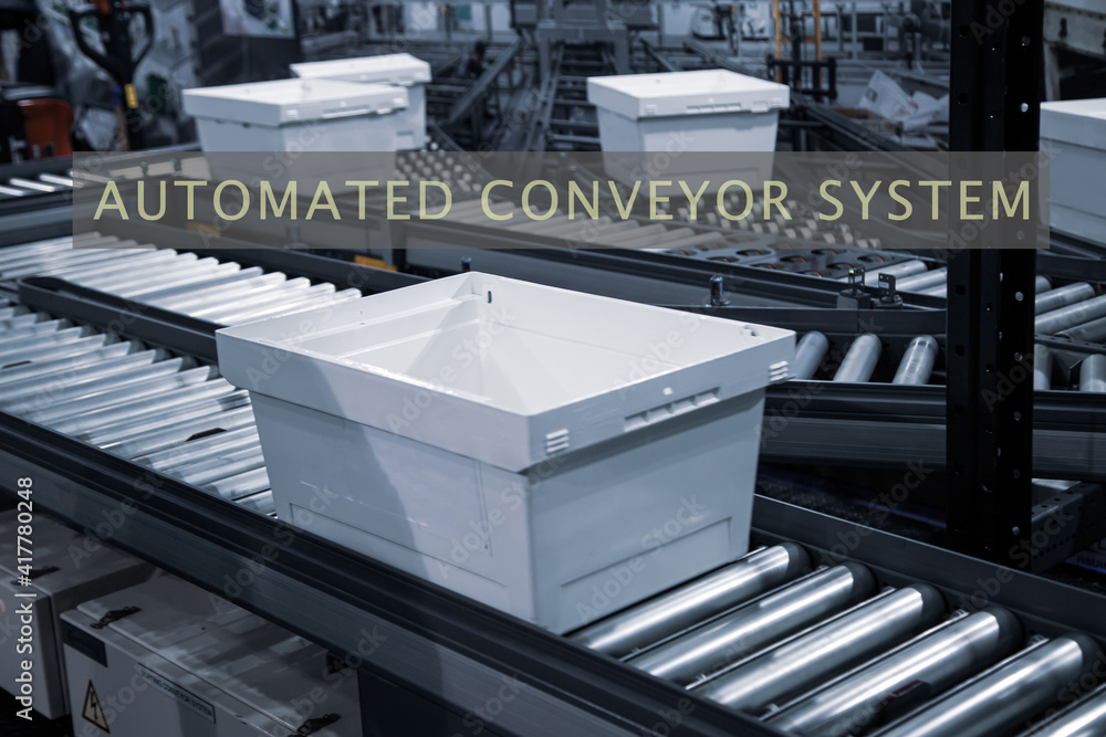 Automated conveyor logistics warehouse system. Automatic sorting system ...