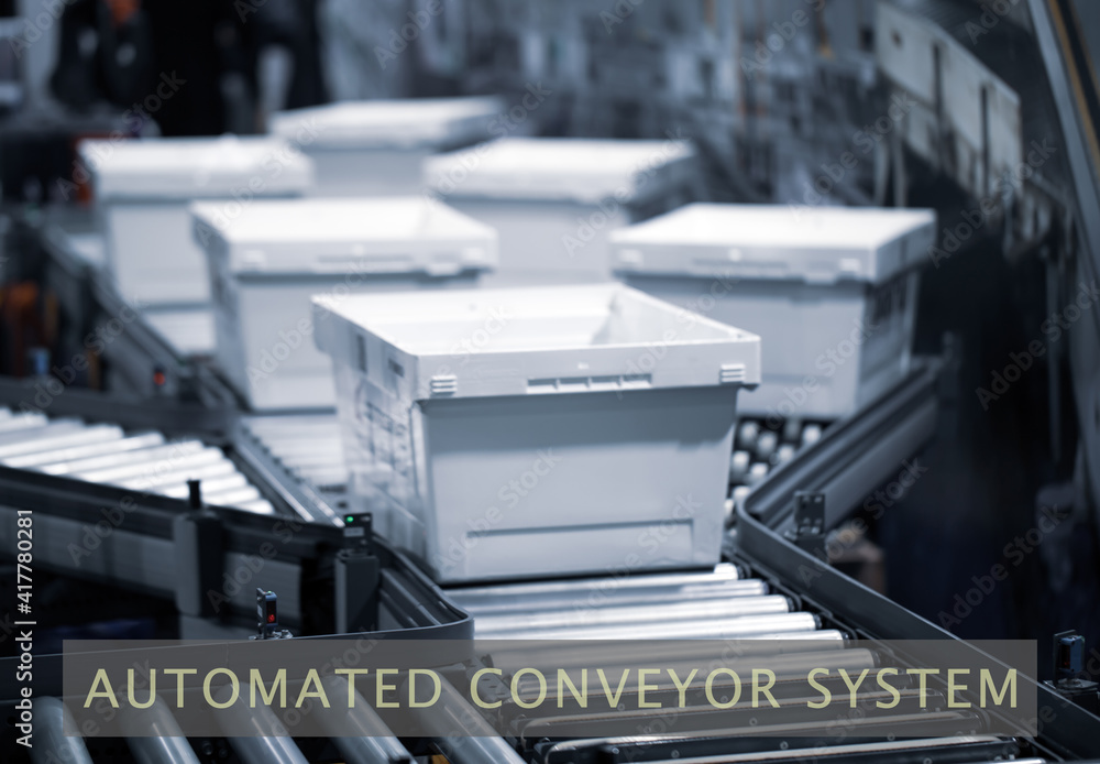 Automated conveyor logistics warehouse system. Automatic sorting system ...