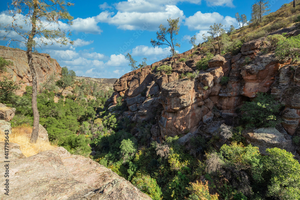 Rock formations in Pinnacles National Park in California, the destroyed ...