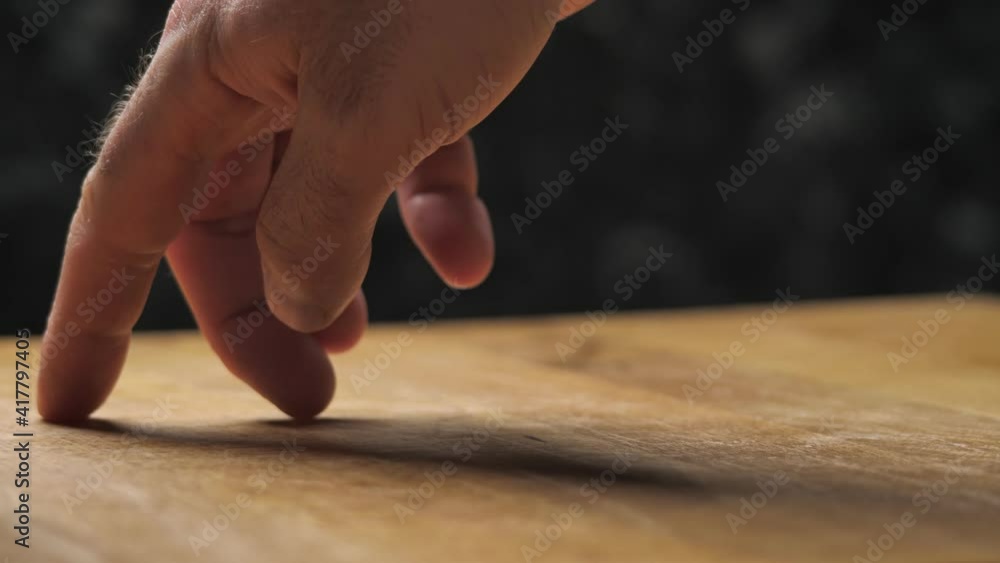 Men hand making standing person with fingers, a walking man. The ...