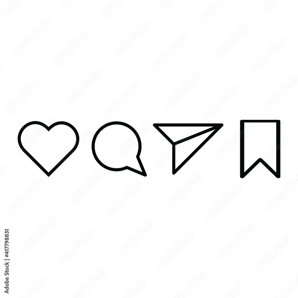 Vector social media Like, comment, share and save icons. Editable and ...