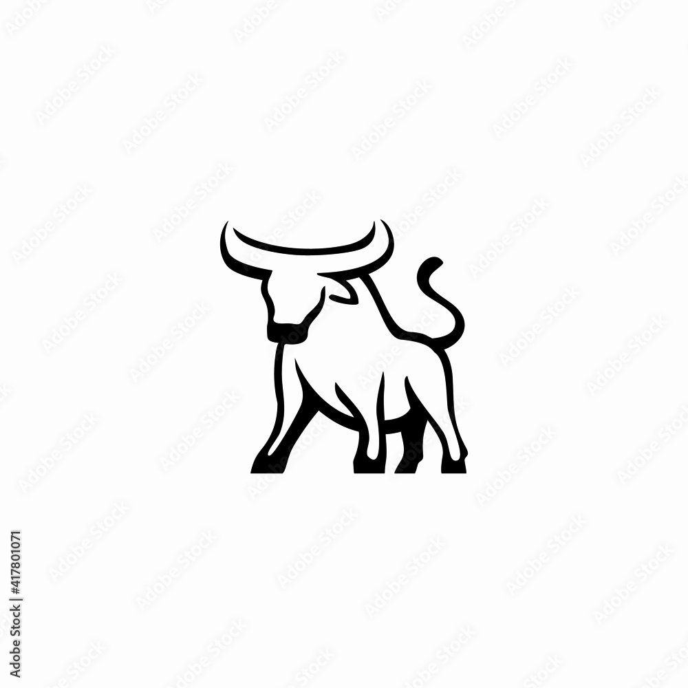 Elegance vector illustration of bull logo, buffalo cow ox bull logo ...