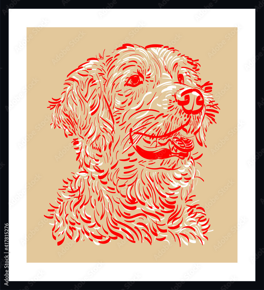 Dog sketch drawing. Vector poster. Living room poster, wall decoration ...