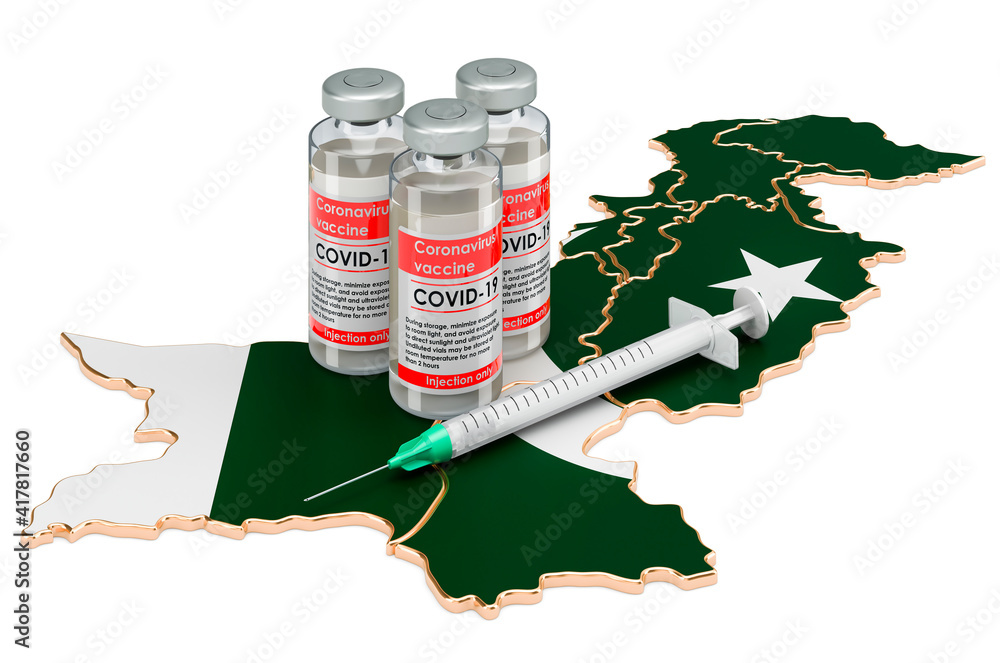 Vaccine and syringe with Pakistani map. Vaccination in Pakistan concept ...