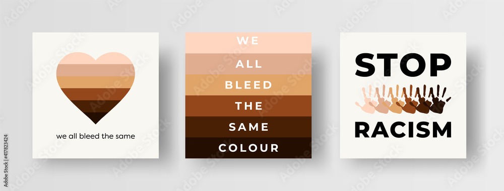 Diversity and Anti Racism Illustrations, Square Banners, Social Media ...